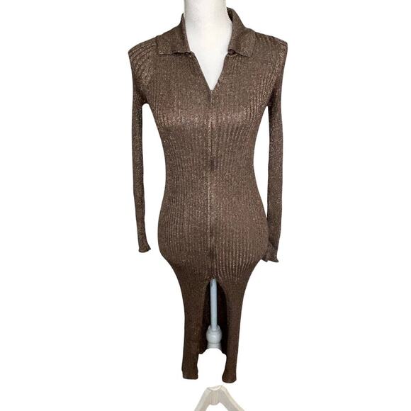 Anthropologie | Sweaters | Anthropologie Nwt Gold Bronze Metallic Long ...